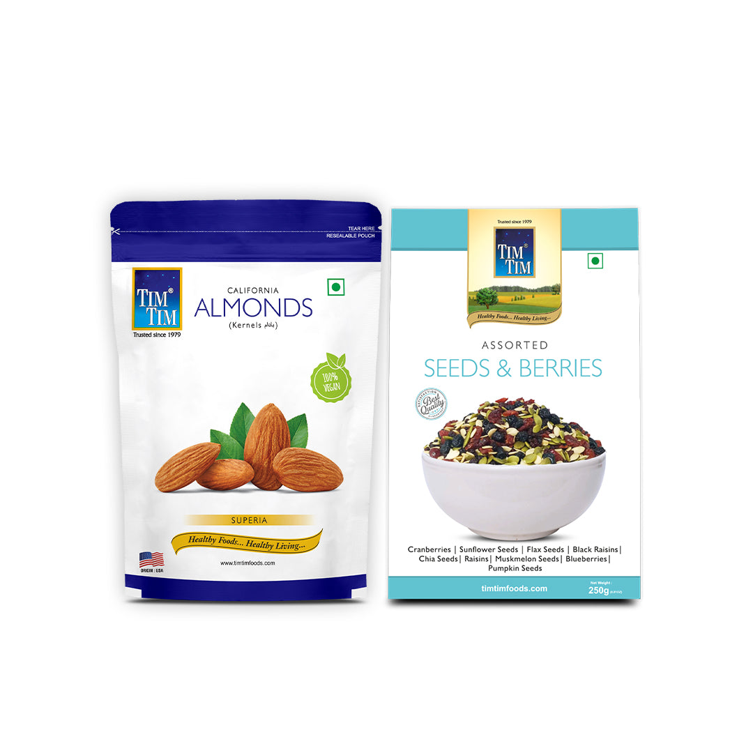Combo Pack of Tim Tim Superia California Almonds, 200g & Tim Tim Assor ...