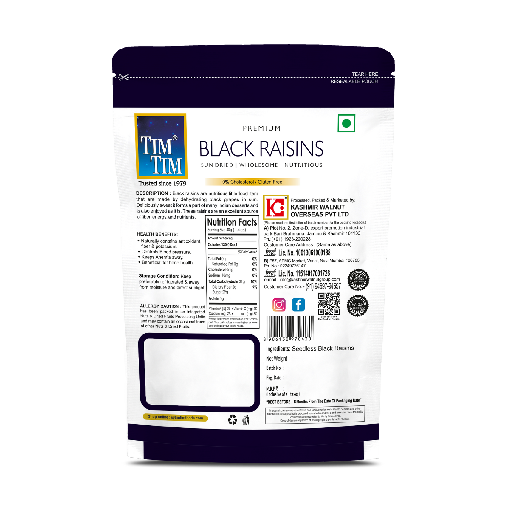 Premium Black Raisins 200g | Black Kismis | Raisins — TimTimFoods